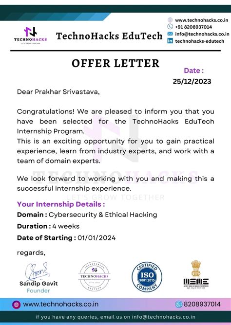 Prakhar Srivastava On Linkedin Technohacksedutechofficial Cyber Sandipgavit Interships