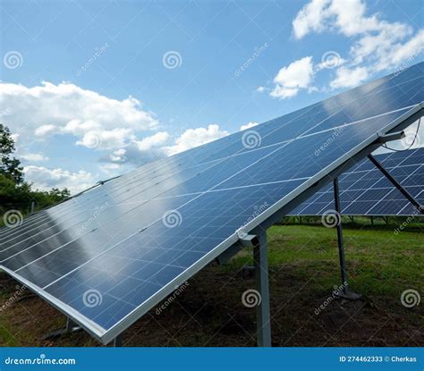Solar Panels On Metal Poles Stock Image Image Of Electricity