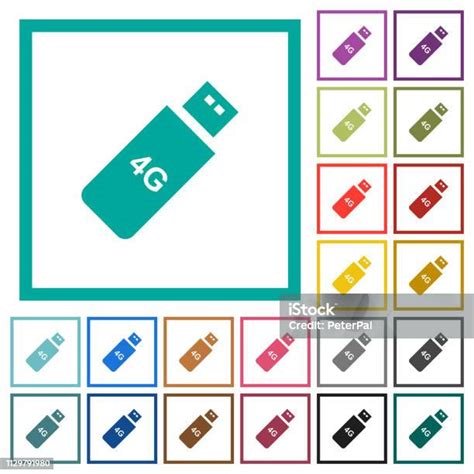 4 세대 모바일 스틱 사분면 프레임 플랫 컬러 아이콘 0명에 대한 스톡 벡터 아트 및 기타 이미지 0명 Usb 메모리
