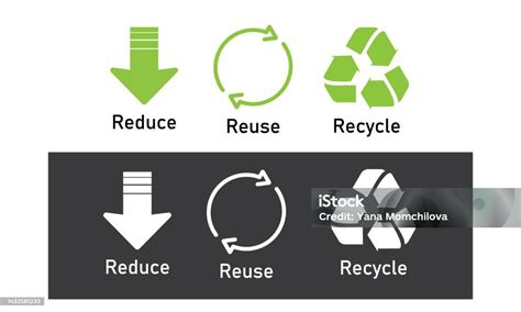 Reduce Reuse Recycle Sign Set In Two Different Versions Stock Illustration - Download Image Now ...