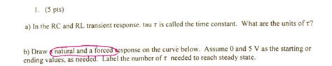 Solved 1 5 Pts A In The Rc And Rl Transient Response