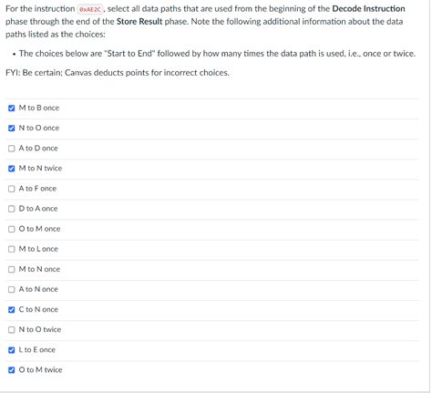 Solved For The Instruction Select All Data Paths That Are