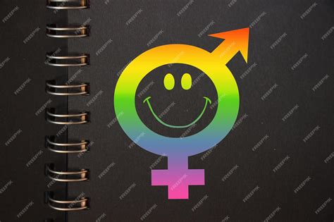 Símbolos De Género En Los Colores De La Bandera Del Arco Iris Lgbt En El Cuaderno Negro Concepto