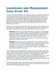Leadership And Management Case Study Docx LEADERSHIP AND MANAGEMENT