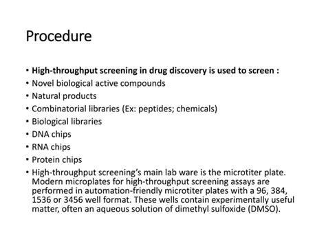High Throughput Screening Technology Pptx Chemistry Science