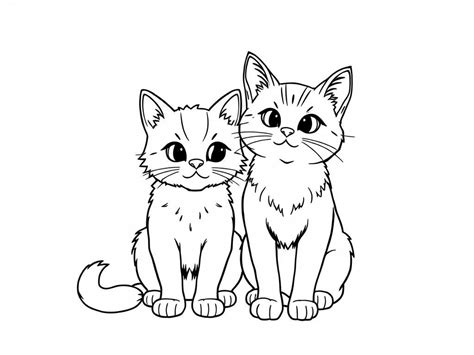 Kleurplaat Van Schattige Kittens Free Printable Coloring Page