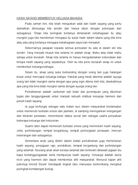 Karangan Peranan Ahli Keluarga Dalam Membentuk Keluar