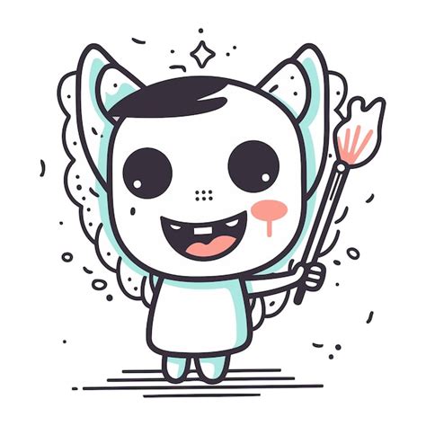 Premium Vector Cute Kawaii Unicorn With Arrow And Wings Vector Illustration