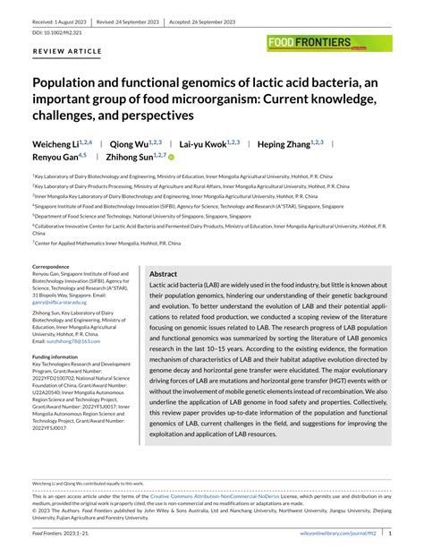 Pdf Population And Functional Genomics Of Lactic Acid Bacteria An
