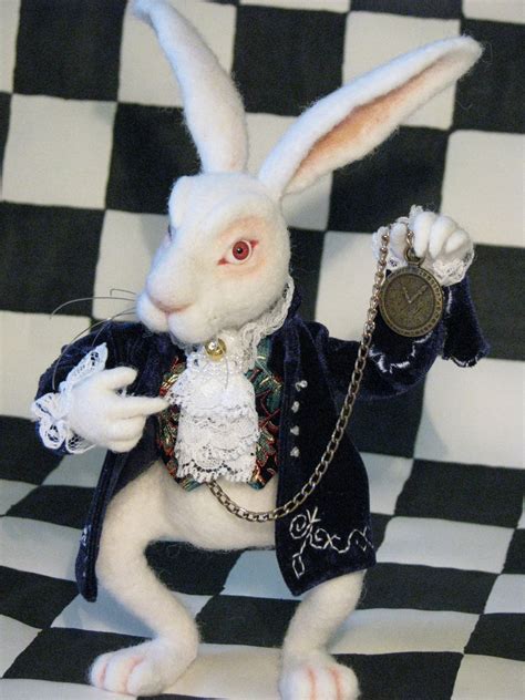 Needle Felted White Rabbit Alice In Wonderland Etsy