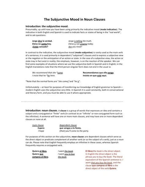 The Subjunctive Mood In Noun Clauses