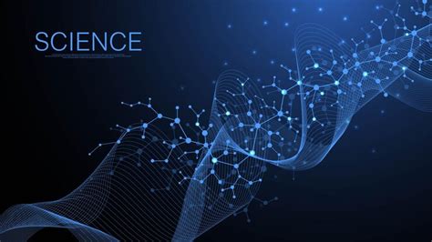 분자 구조 배경입니다 Dna 분자가 있는 과학 템플릿 벽지 또는 배너입니다 추상 과학 분자 배경입니다 웨이브 흐름 혁신 패턴입니다 벡터 일러스트 레이 션