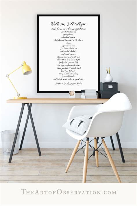 Langston Hughes Mother To Son Poem Wall Art Print Well Son Etsy