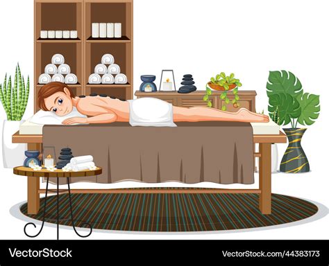 Woman Getting Hot Stone Massage Royalty Free Vector Image