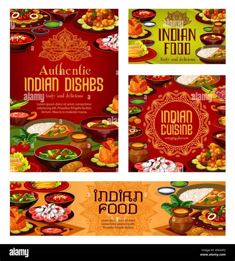 Indian Cuisine Restaurant Menu Cover Traditional India Food Dishes