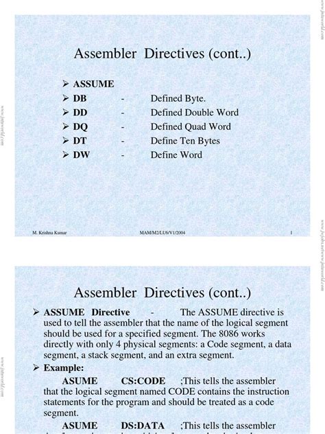 Assembler Directives Cont Pdf Assembly Language String Computer Science