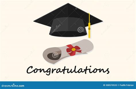 Congratulations Card Template With Graduation Cap And Certificate