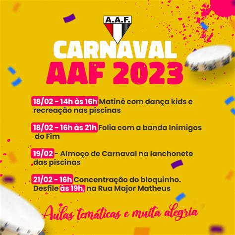 Aaf Divulga Programação Especial Do Carnaval 2023 Clube Aaf Botucatu
