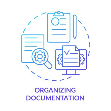 Organizing Documentation Blue Gradient Concept Icon Flat Lineart Color