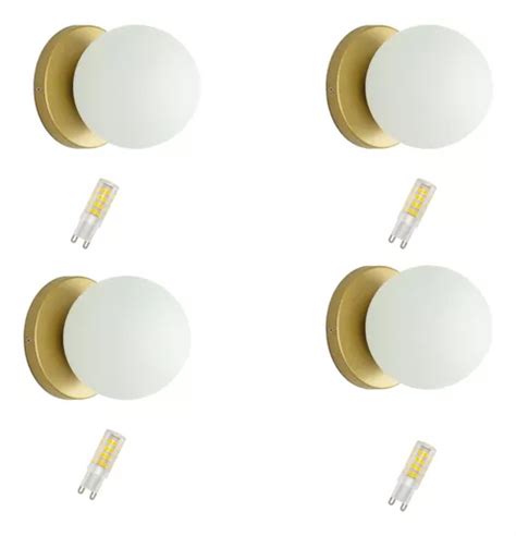 Kit De Arandelas Slim Globo Jabuticaba De Oro Mate Con LED MercadoLibre