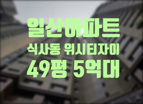 일산아파트경매 일산동구 식사동아파트 위시티일산자이4단지 49평형 반값경매 5억대 2022타경2748 네이버 블로그