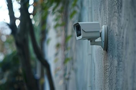 Security Camera Mounted On Building Premium Ai Generated Image