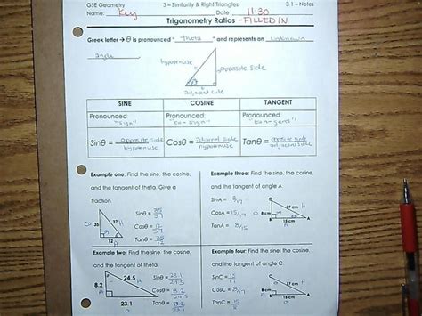Right Triangle Trigonometry Worksheet Owhentheyanks