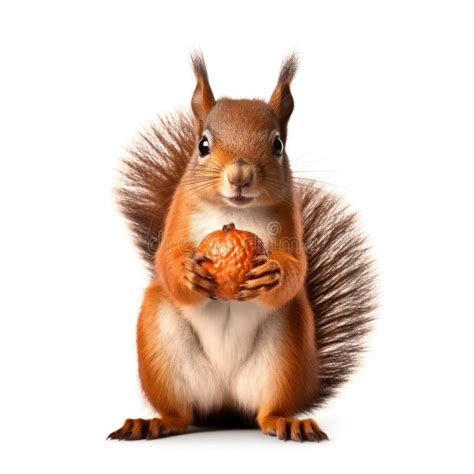 A Squirrel Is Holding A Nut In Its Mouth Ai Stock Illustration