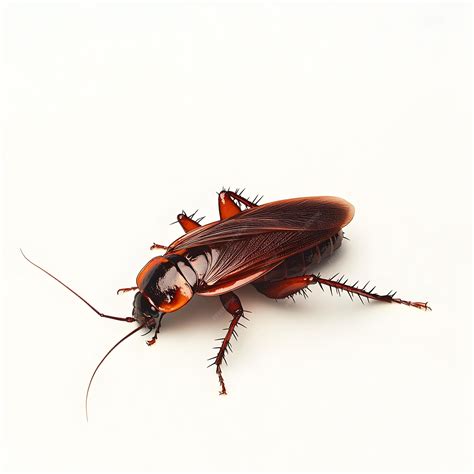 A Brown Cockroach With Spiky Legs On A White Background Premium Ai