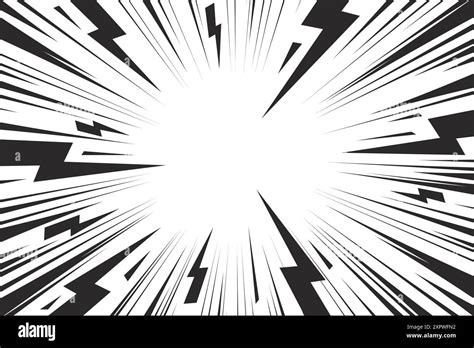 Comic Cartoon Background With Lightning Burst Effect Vector Manga