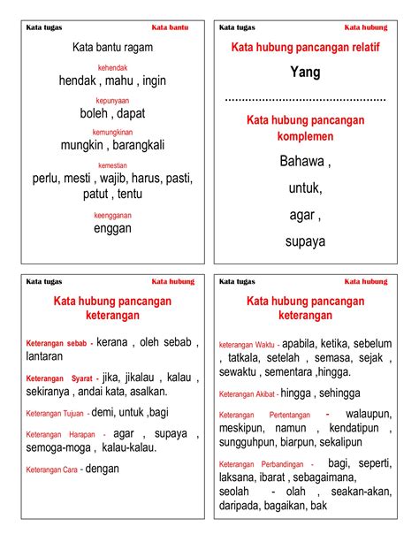 Kata Hubung Pancangan Komplemen Informasi Bahasa Kata