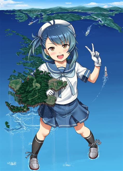 Safebooru 1girl Ahoge Anchor Aqua Neckwear Bangs Black Legwear Blue