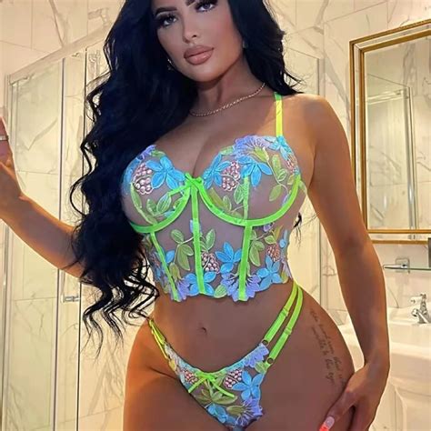 Billionm 2 Piece Lace Bra Set Woman Green Embroidery Underwearthong