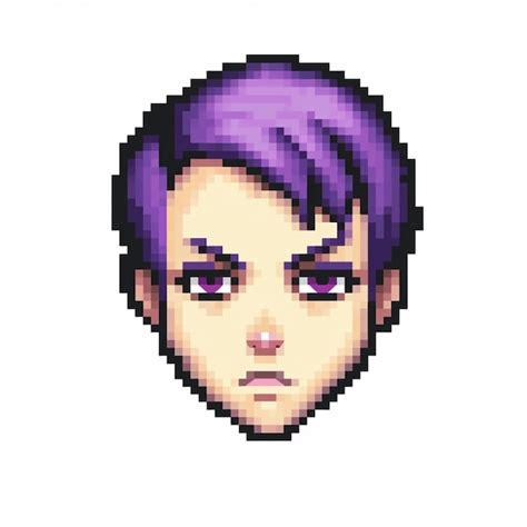 Premium Photo A Close Up Of A Pixel Head Of A Person With Purple Hair
