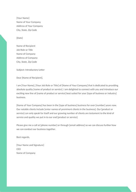Free Printable Business Introduction Letter Templates Word Pdf