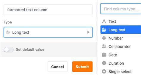 The Text And Formatted Text Columns Seatable
