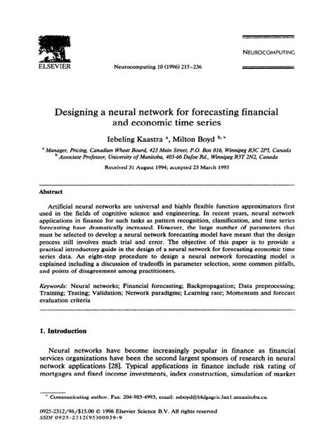 Designing A Neural Network For Forecasting Financial And Economic Time Serie Pdf Artificial