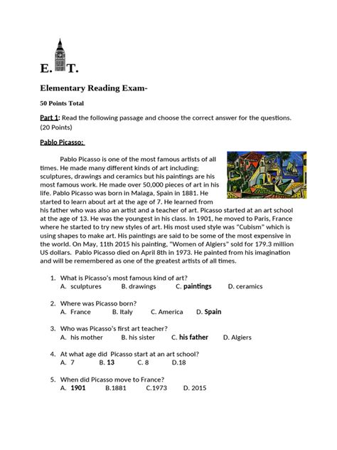 New L2 Reading Exam Bold Answer Key Pdf