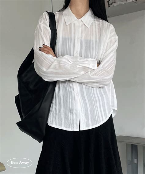 벤어웨이 당일🚀 누미트 라인 스트라이프 루즈핏 셔츠 남방 2c