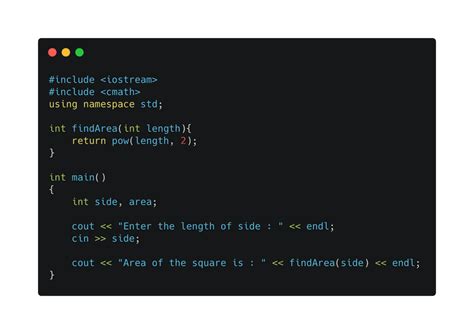 C Program To Find The Area Of A Square Using Three Different Methods