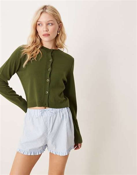 Asos Design Knitted Cardigan In Olive Asos