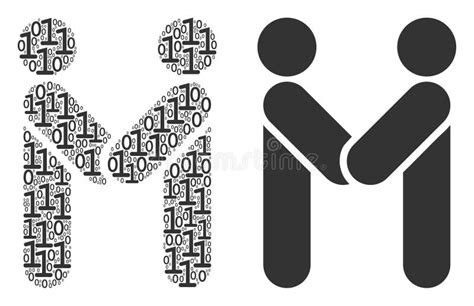 persons handshake collage of binary digits stock vector illustration of composition handshake