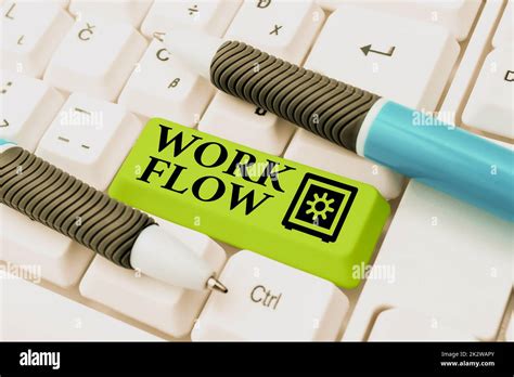 Conceptual Display Work Flow Business Idea Continuity Of A Certain Task To And From An Office