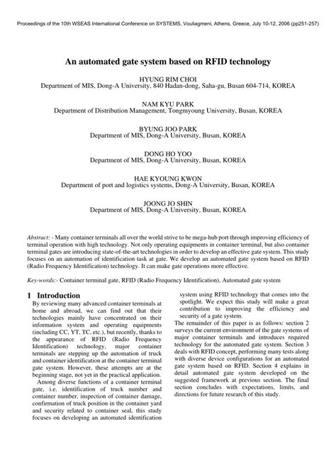 Pdf An Automated Gate System Based On Rfid Technology