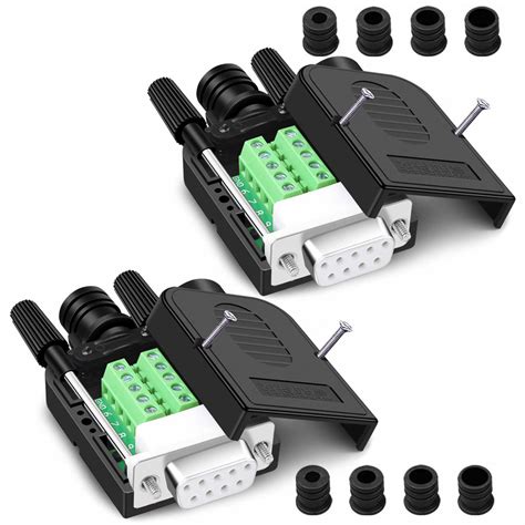 Getuscart Anmbest 2pcs Db9 Solderless Connector Rs232 D Sub Serial To 9 Pin Port Terminal