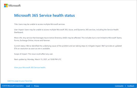 Office 365 Status Vicaball