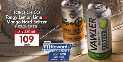 Topo Chico Tangy Lemon Lime Or Mango Hard Seltzer 6 X 330ml Offer At