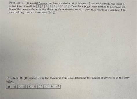 Solved Problem 1 10 Points Assume Vou Have A Sorted Array