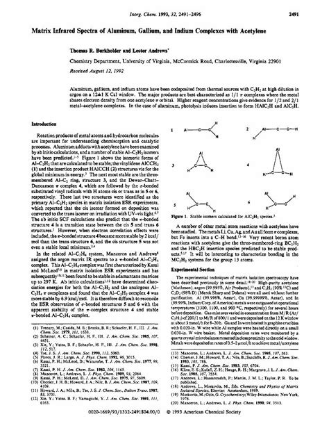 Pdf Matrix Infrared Spectra Of Aluminum Gallium And Indium