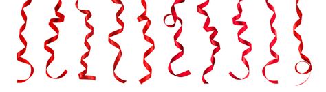 빨간 새틴 활 리본 색종이 매달려 스크롤 세트 흰색 배경에 고립 된 클리핑 경로 크리스마스 휴일 및 결혼 기념일 카드 디자인 장식 개체 그룹에 대한 스톡 사진 및 기타